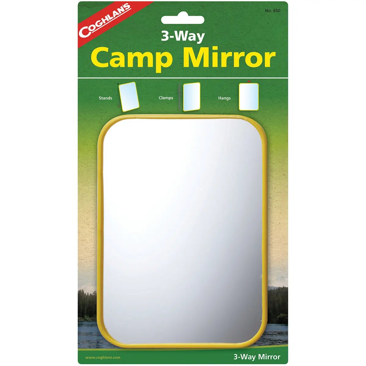 Coghlan's 3-Way Camp Mirror, Colorful Plastic, Clamps w/ Hook Signal S ...