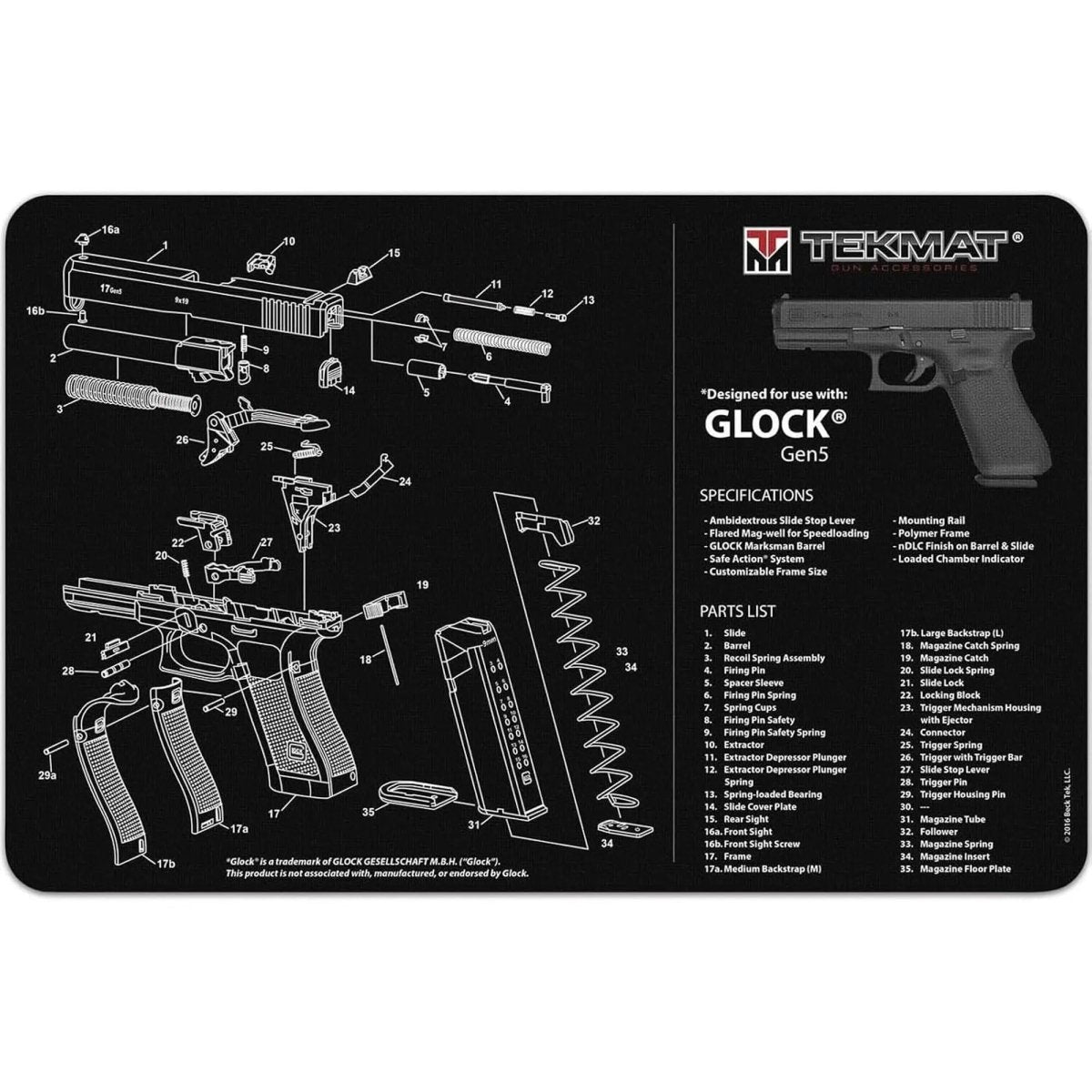 TekMat Ultra Premium Gun Cleaning Mat - 20" X 15" - Glock Gen 5 – Forza ...