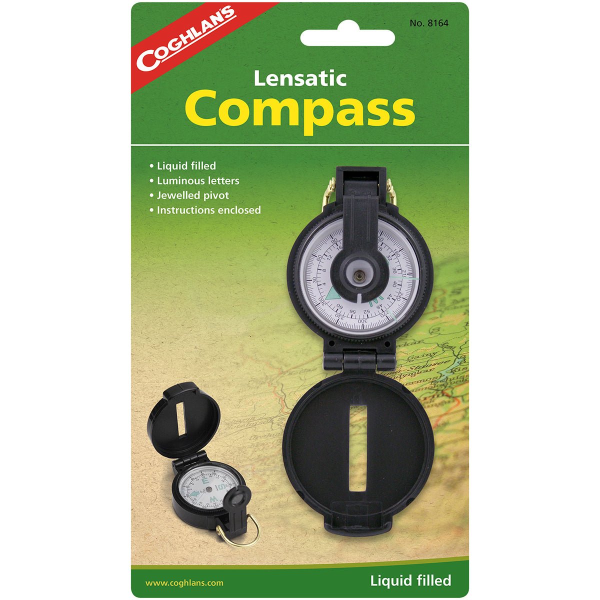 Coghlan's Lensatic Compass with Case, Liquid Filled, Camping Survival ...