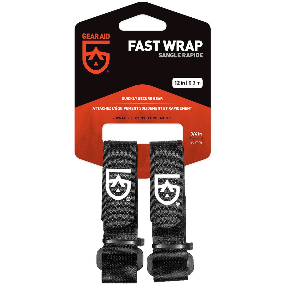 Gear Aid 3/4" Wide Fast Wrap Gear Organizing Strap 2-Pack - Black ...