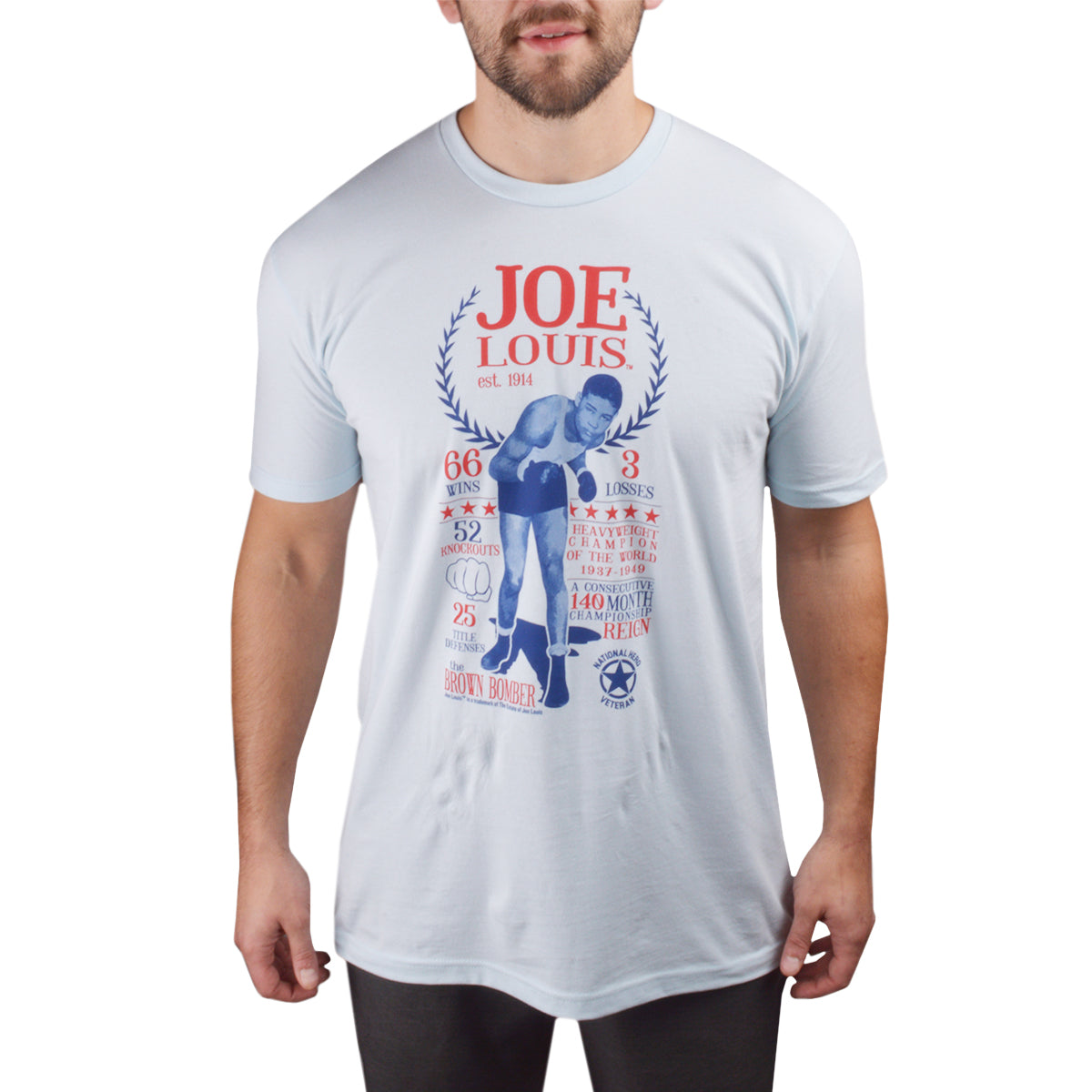 Title Boxing Joe Louis Stats Premium Fitted Legacy T-Shirt - Light Blu ...